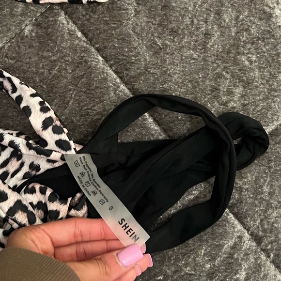 Swim Shein Cheetah And Black Wrap Bikini Poshmark